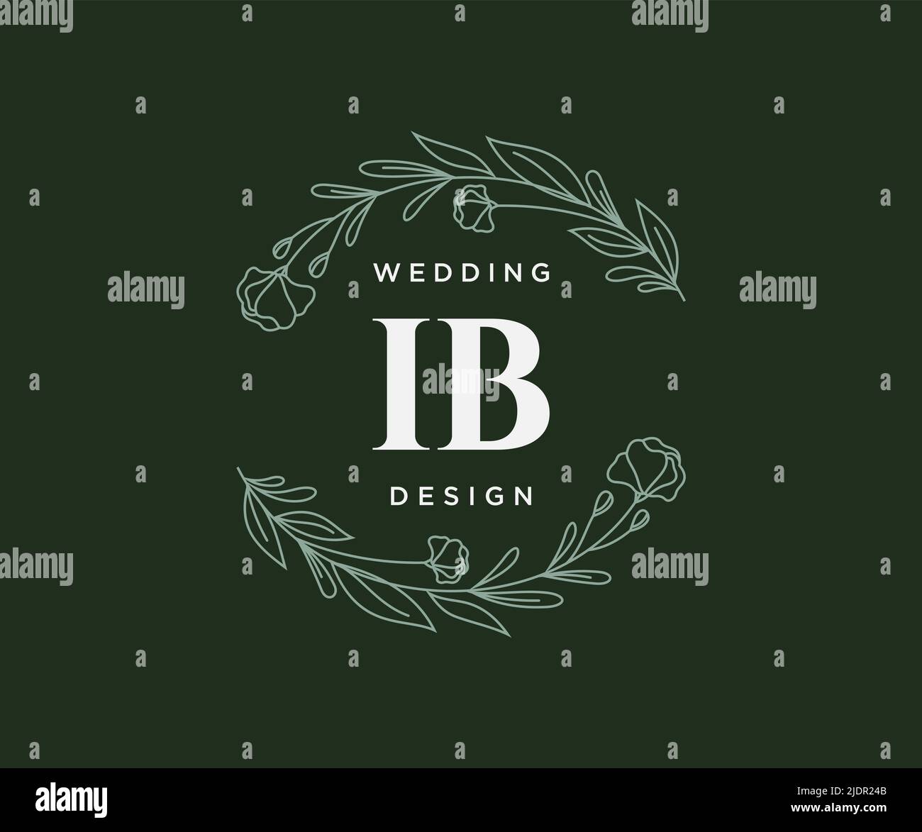 IB Initials letter Wedding monogram logos collection, hand drawn modern minimalistic and floral ...