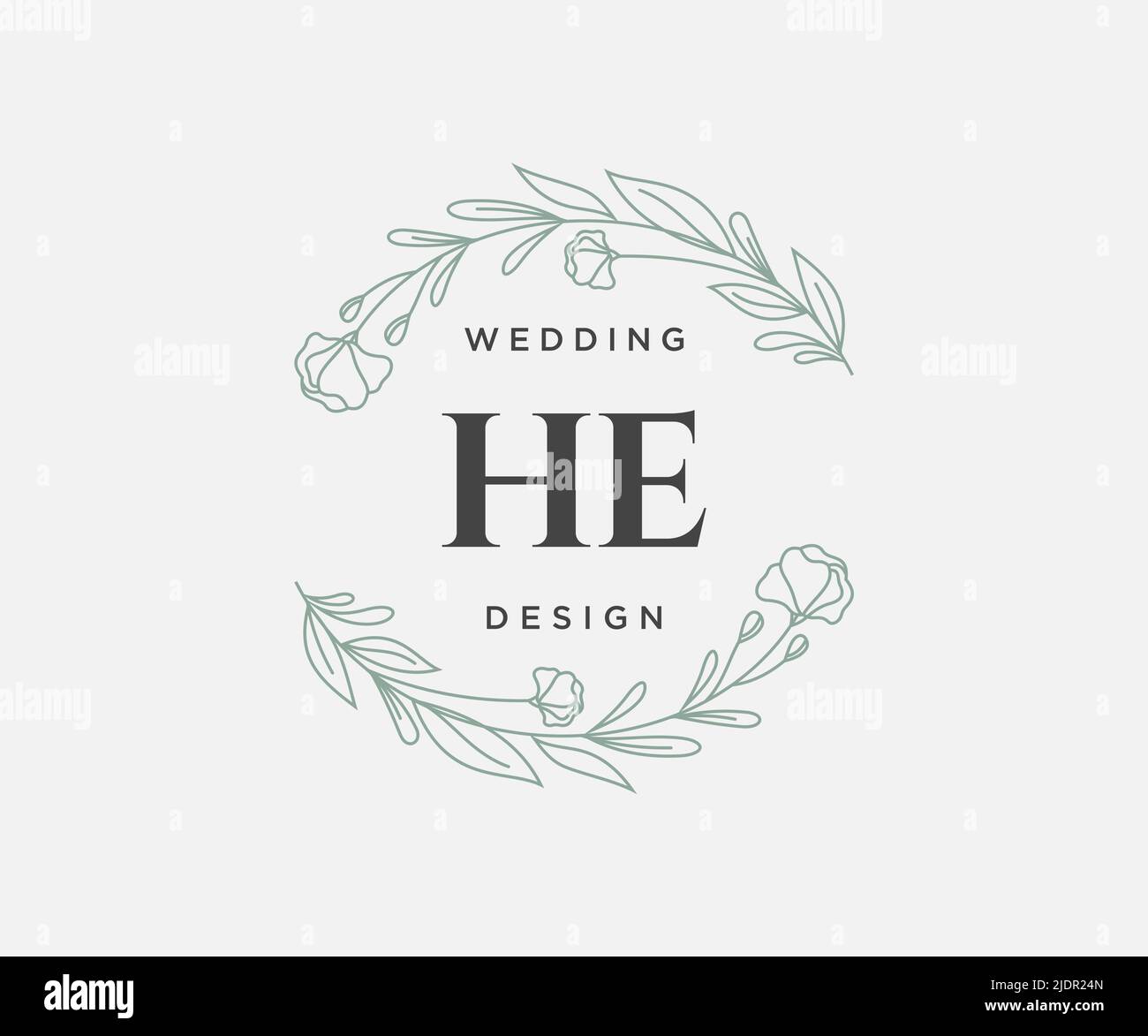 HE Initials letter Wedding monogram logos collection, hand drawn modern ...