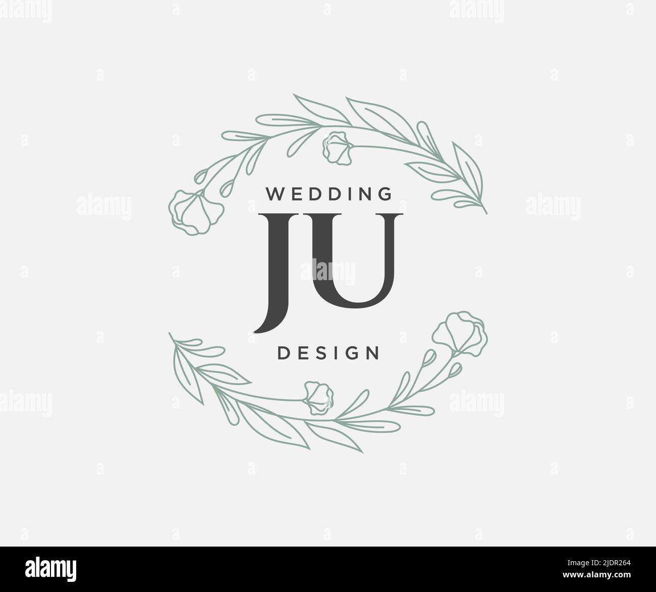 JU Initials letter Wedding monogram logos collection, hand drawn modern ...
