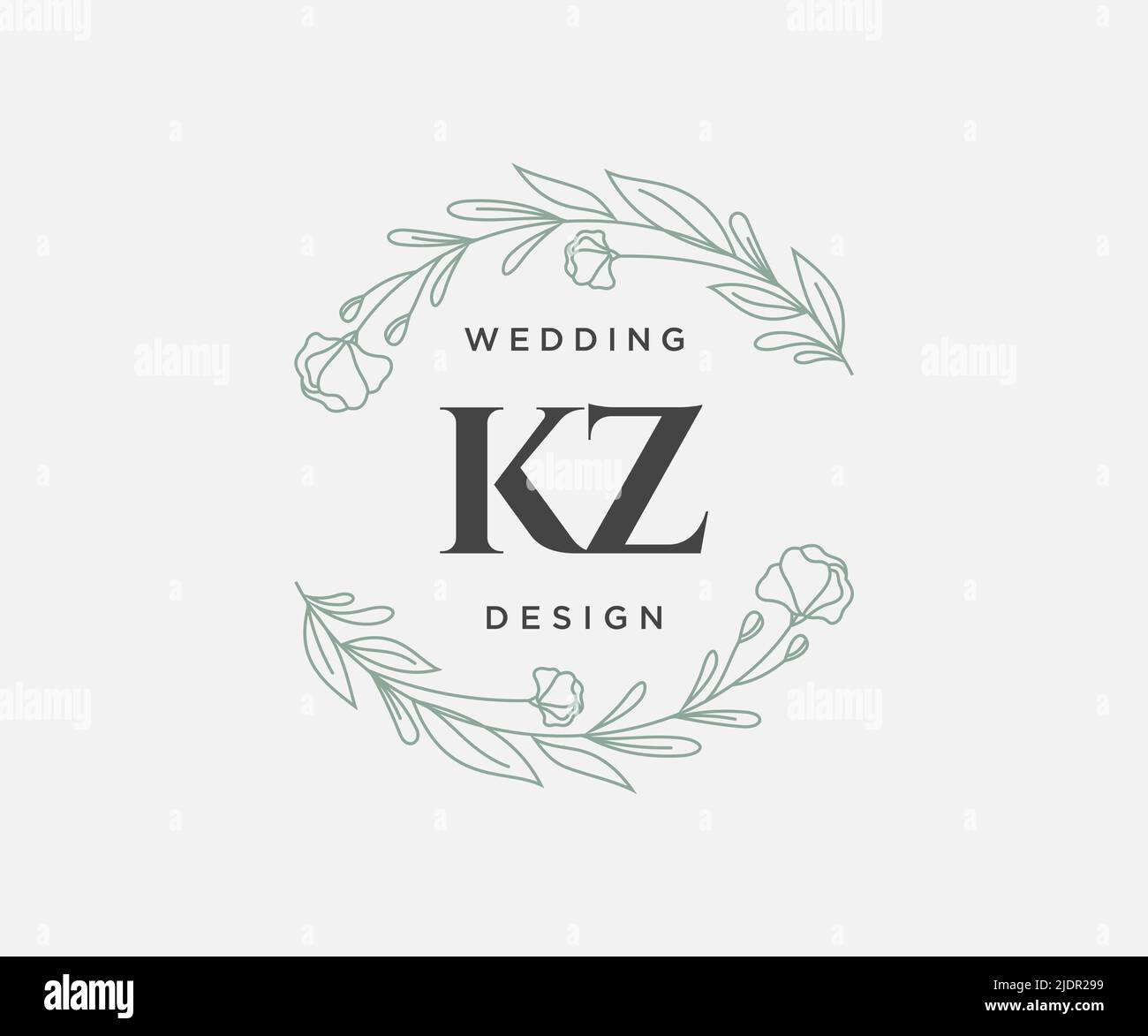 KZ Initials letter Wedding monogram logos collection, hand drawn modern ...