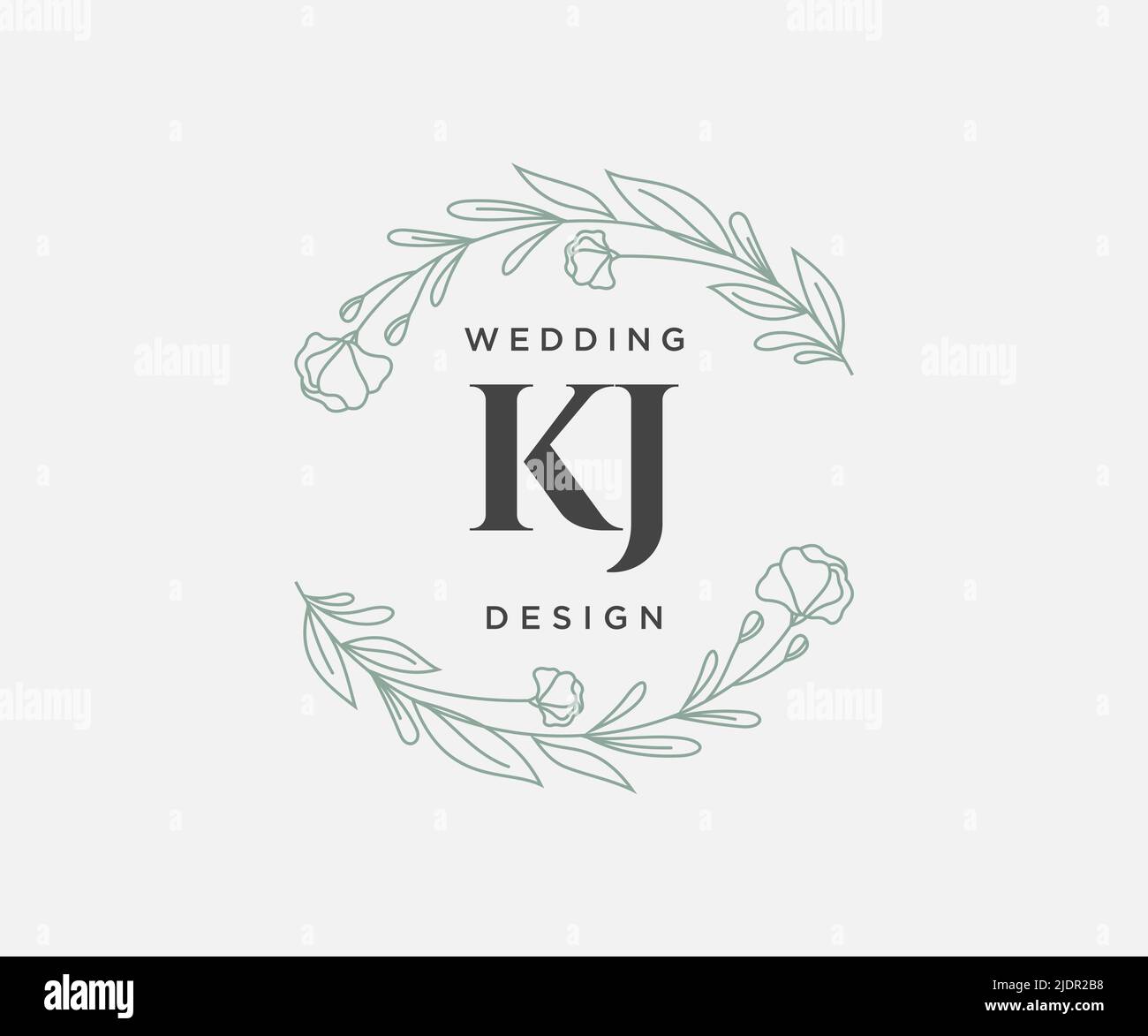 KJ Initials letter Wedding monogram logos collection, hand drawn modern ...