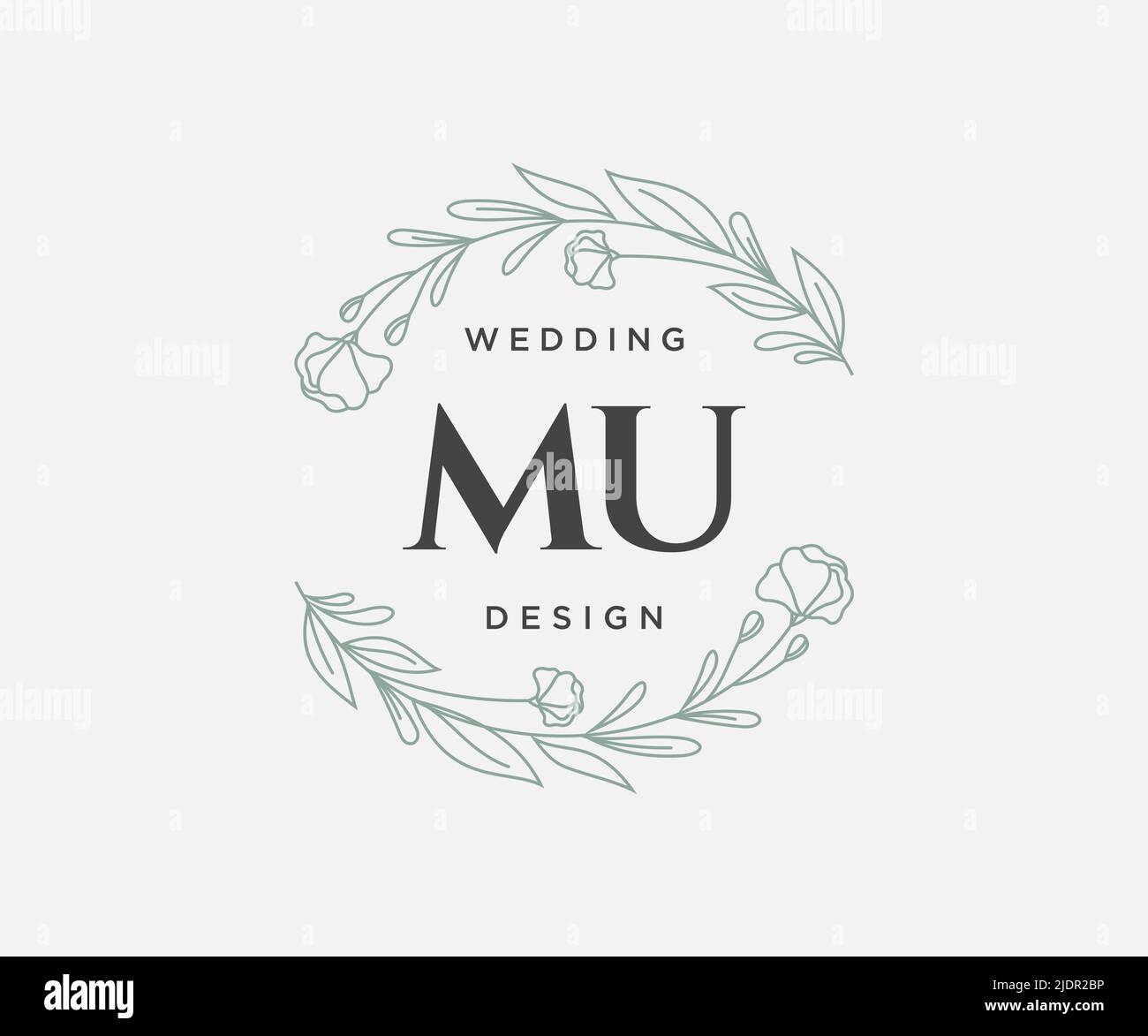 MU Initials letter Wedding monogram logos collection, hand drawn modern ...