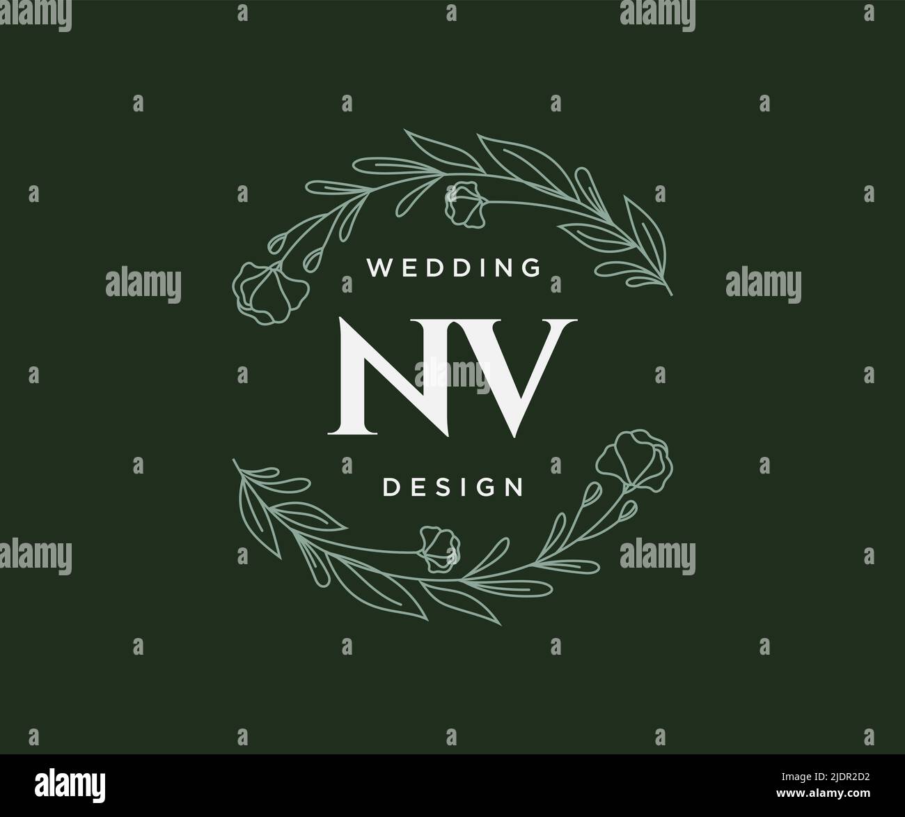 NV Initials letter Wedding monogram logos collection, hand drawn modern ...