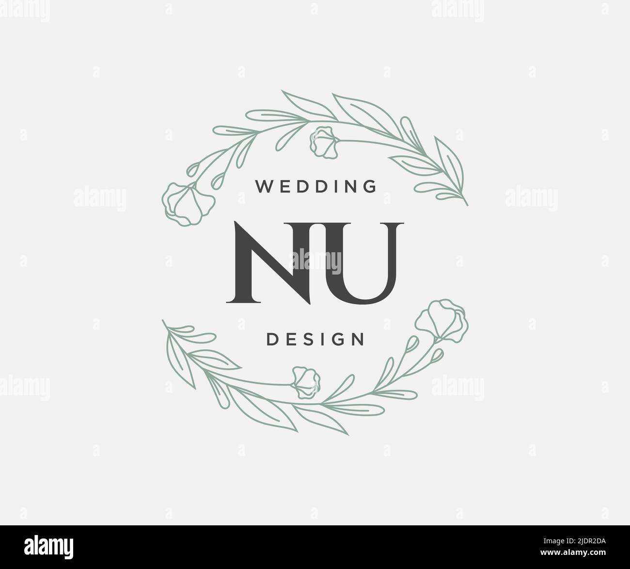 NU Initials letter Wedding monogram logos collection, hand drawn modern ...