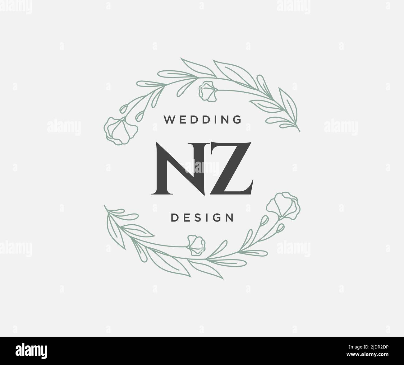 NZ Initials letter Wedding monogram logos collection, hand drawn modern ...
