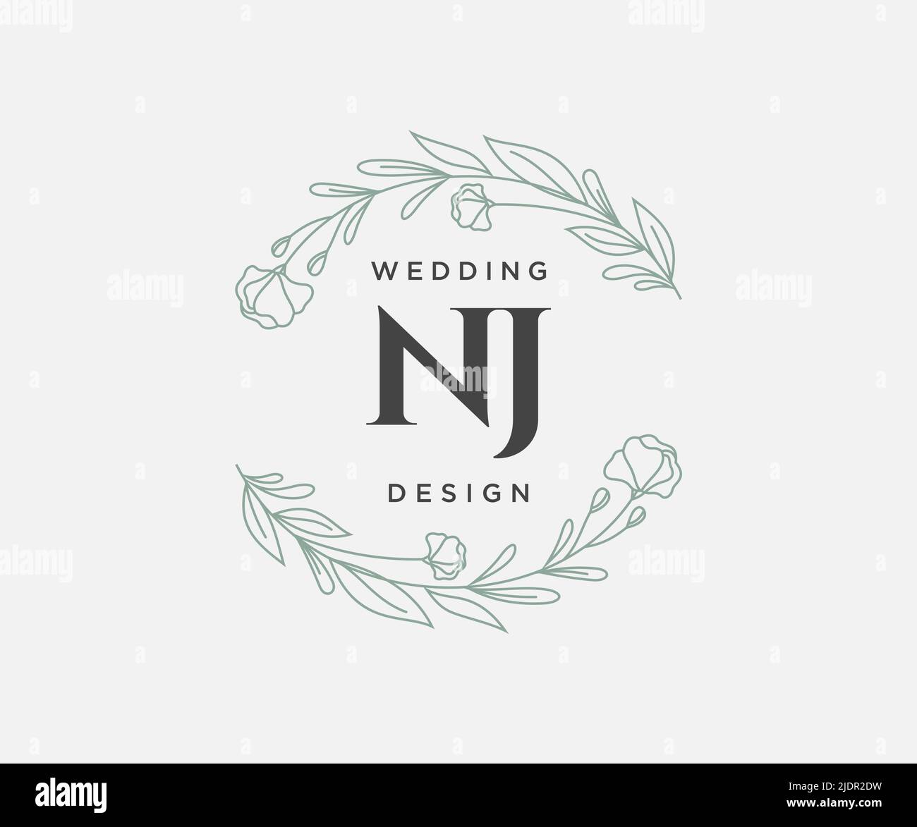 NJ Initials letter Wedding monogram logos collection, hand drawn modern ...
