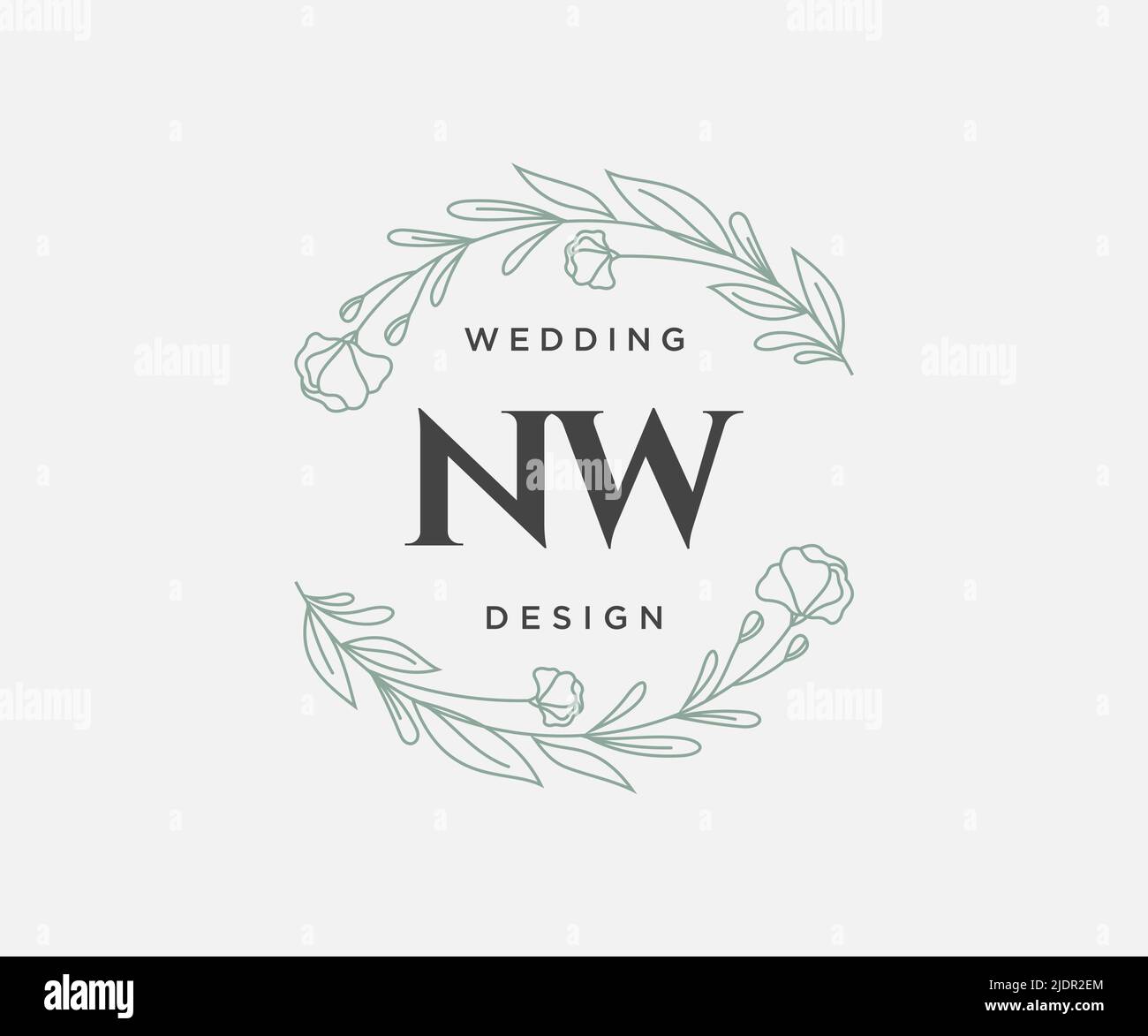 NW Initials letter Wedding monogram logos collection, hand drawn modern ...