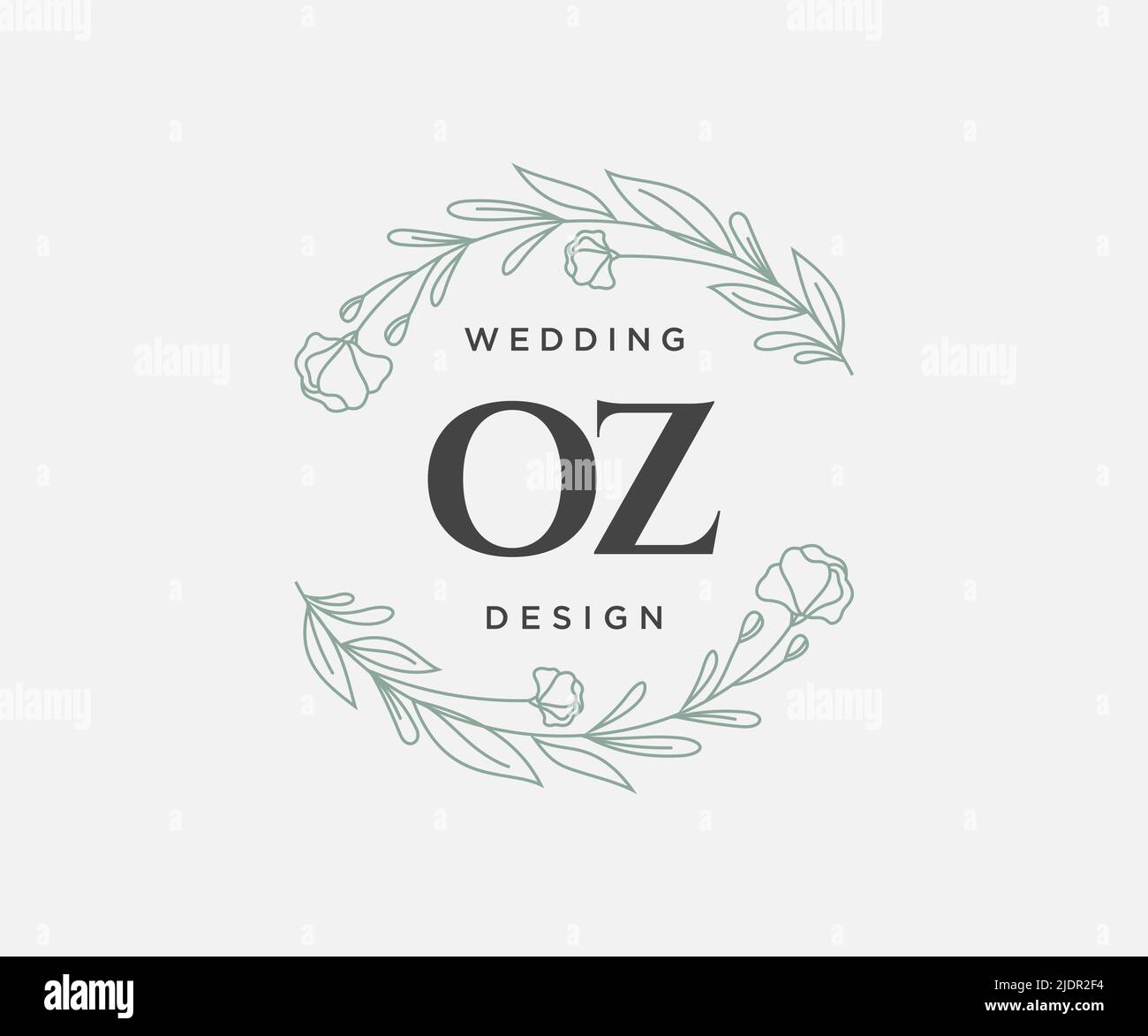 OZ Initials letter Wedding monogram logos collection, hand drawn modern ...