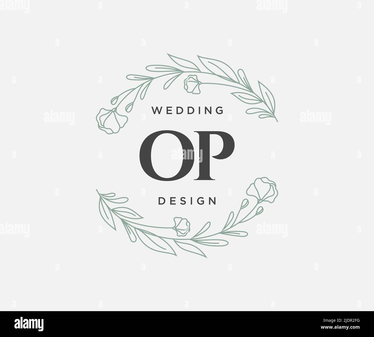 OP Initials letter Wedding monogram logos collection, hand drawn modern ...