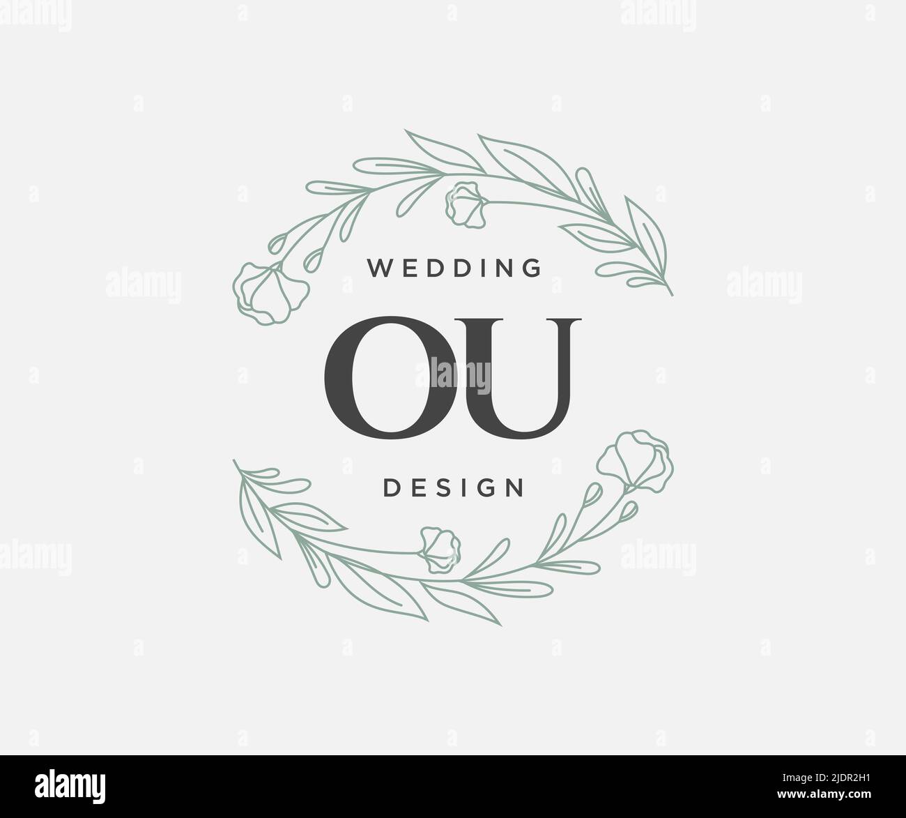 OU Initials letter Wedding monogram logos collection, hand drawn modern ...