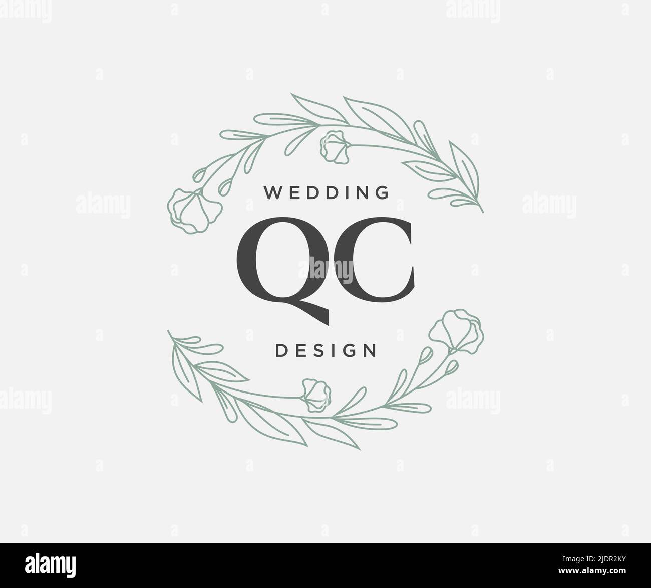 QC Initials letter Wedding monogram logos collection, hand drawn modern minimalistic and floral ...