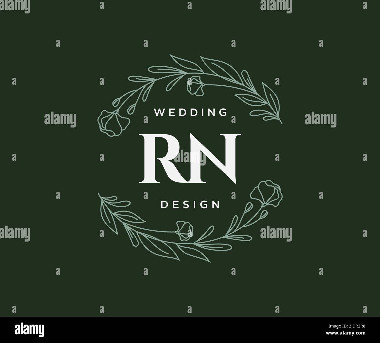 RN Initials letter Wedding monogram logos collection, hand drawn modern ...