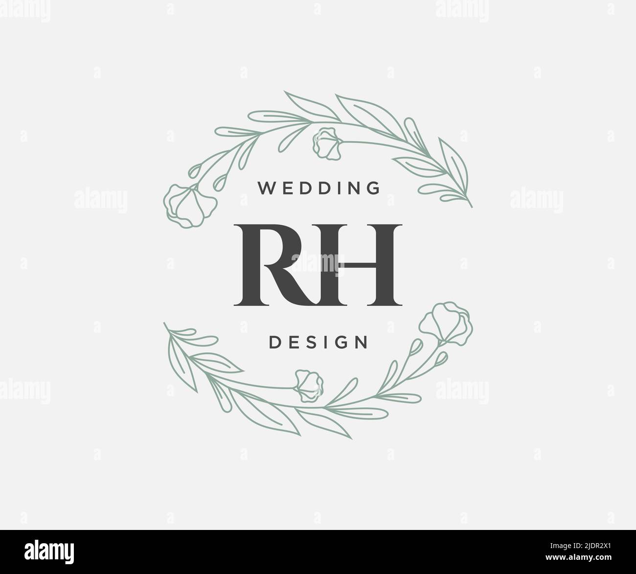 RH Initials letter Wedding monogram logos collection, hand drawn modern ...