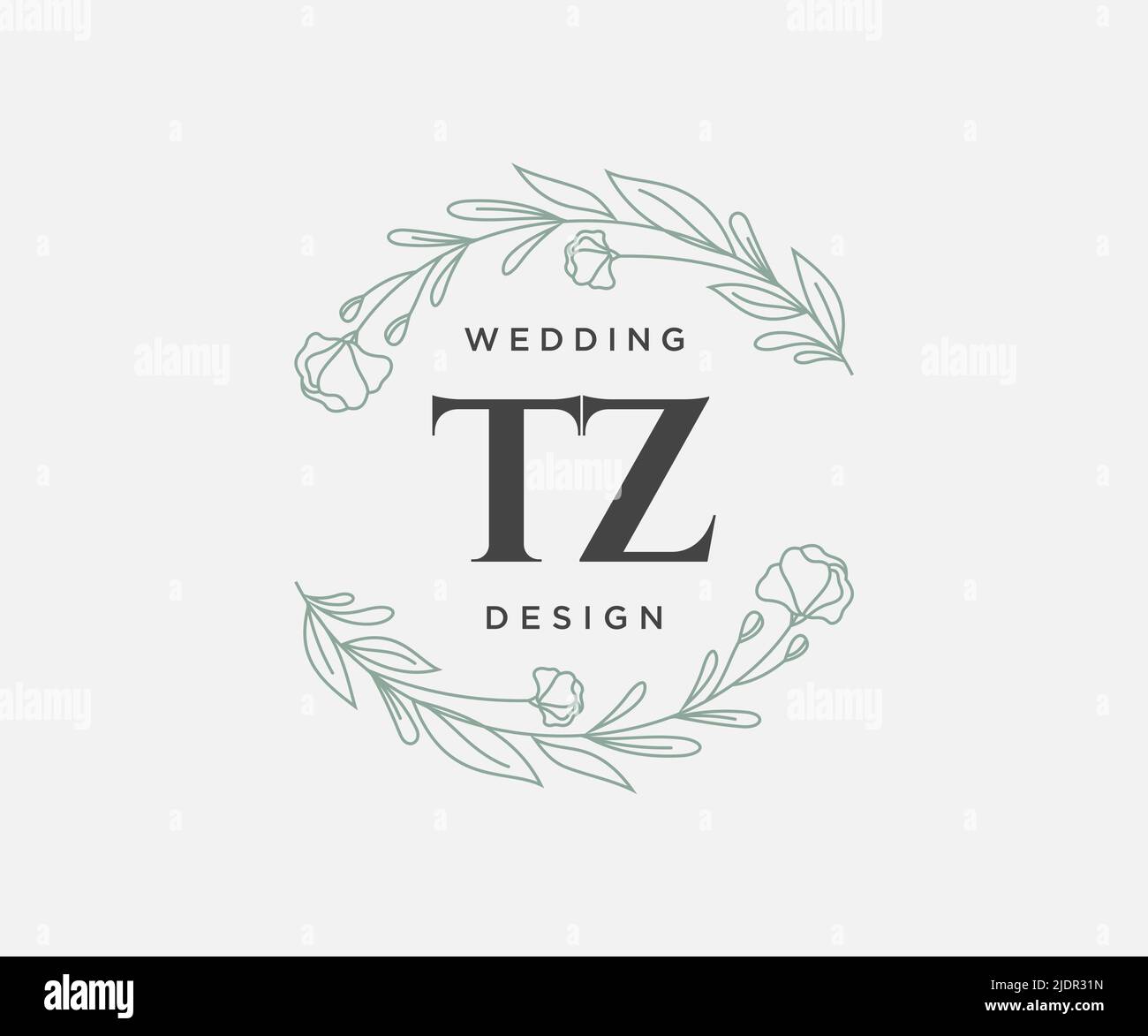 TZ Initials letter Wedding monogram logos collection, hand drawn modern ...