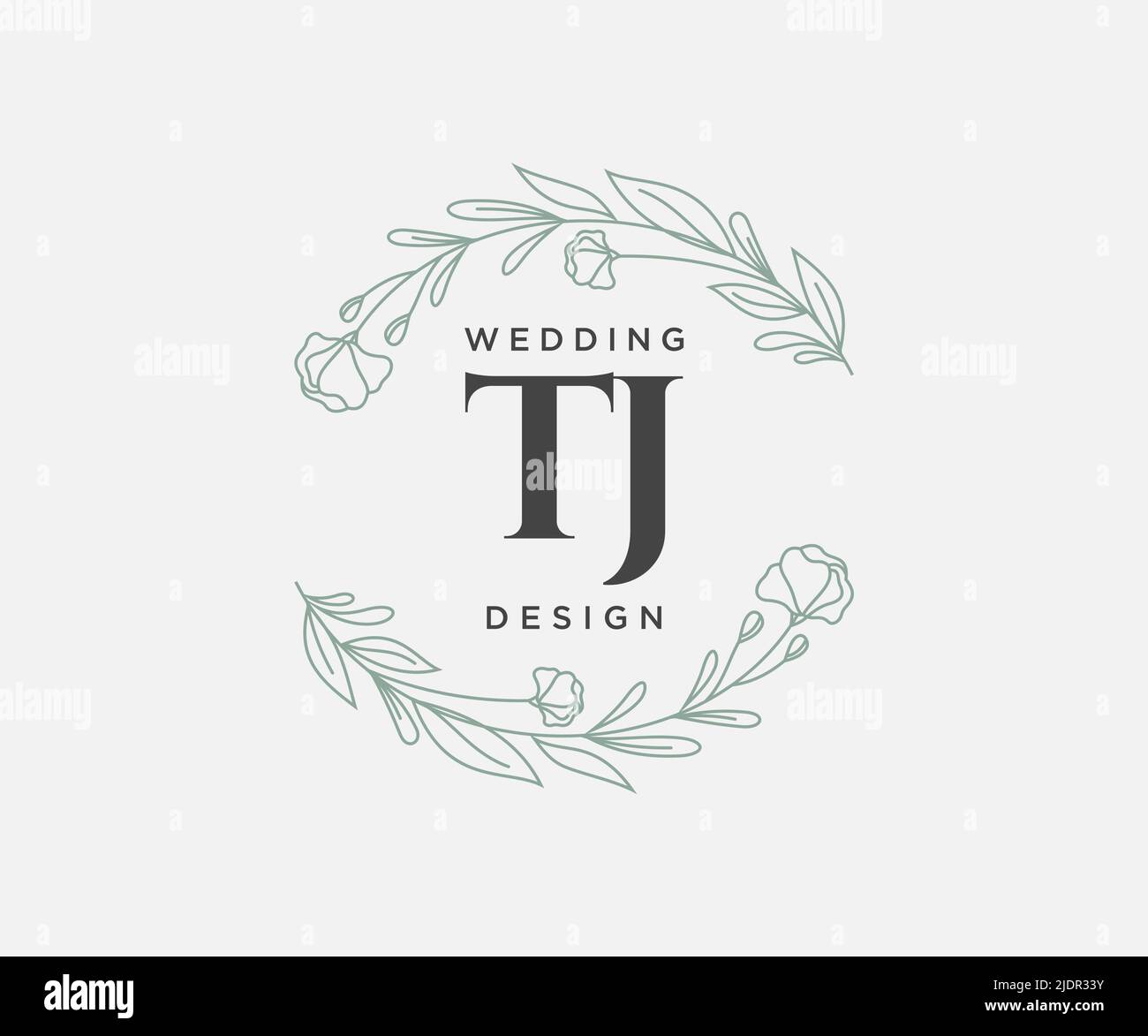TJ Initials letter Wedding monogram logos collection, hand drawn modern ...