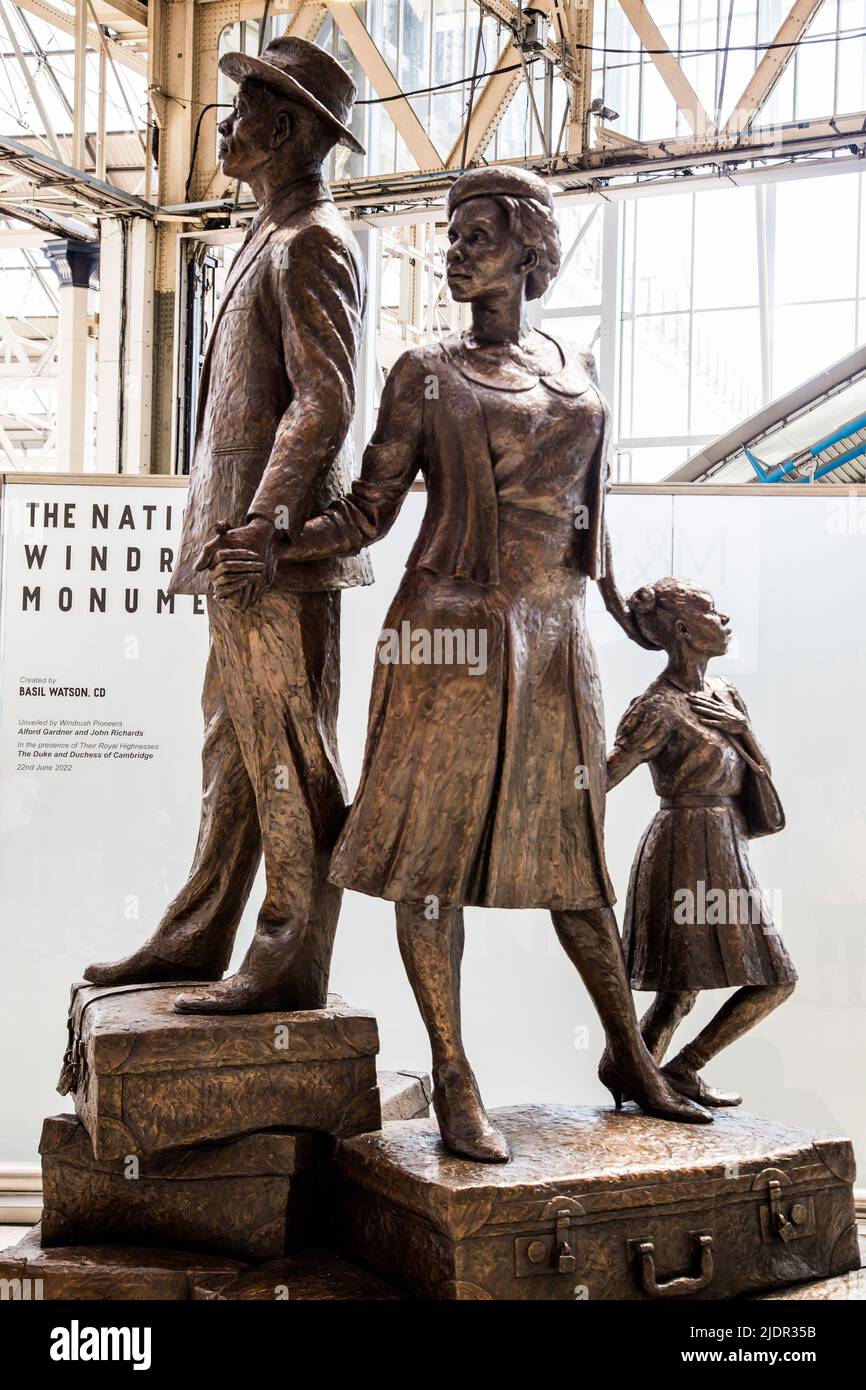The monument, depicting a man, woman and child standing on top of ...