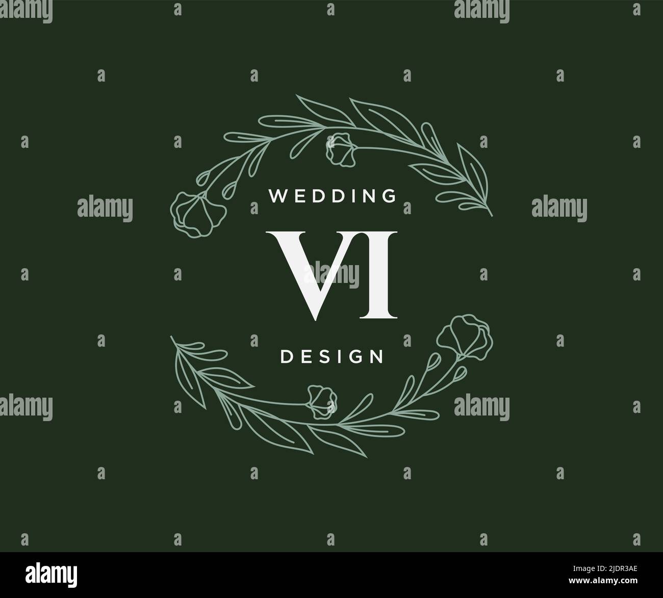 VI Initials letter Wedding monogram logos collection, hand drawn modern ...