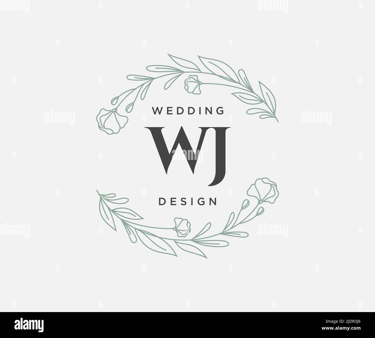 WJ Initials letter Wedding monogram logos collection, hand drawn modern ...