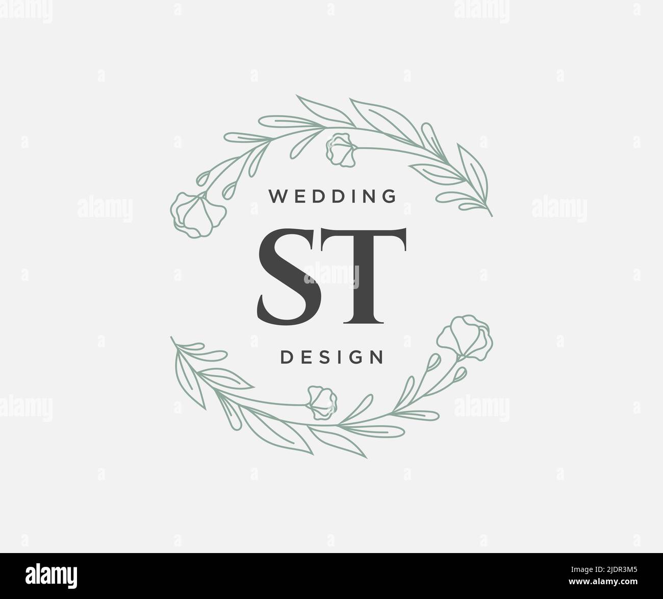 ST Initials letter Wedding monogram logos collection, hand drawn modern ...