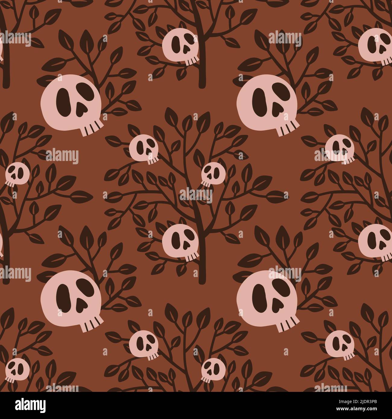 Halloween seamless skulls and trees pattern for fabrics and textiles ...