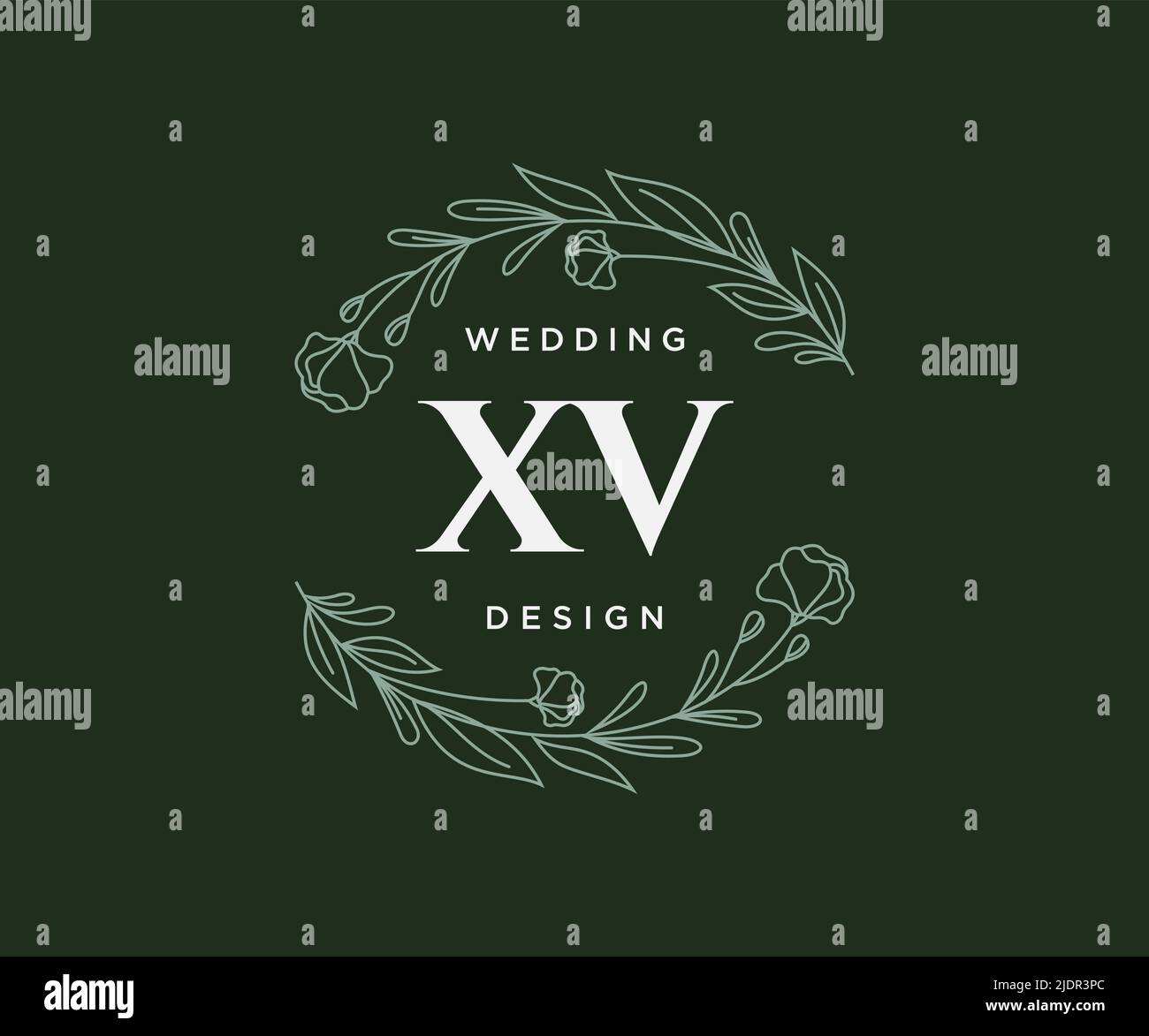 XV Initials letter Wedding monogram logos collection, hand drawn modern ...