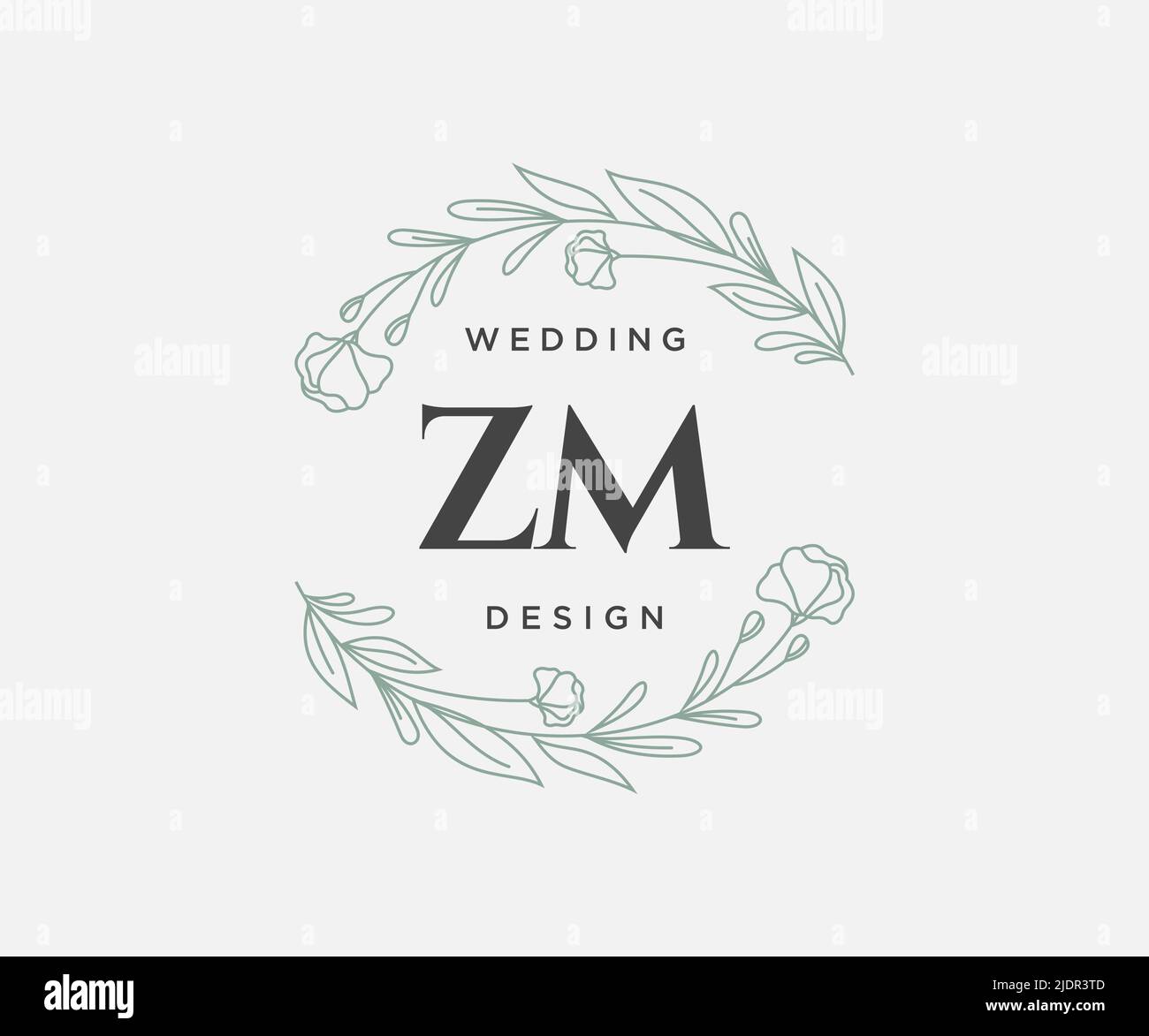 ZM Initials letter Wedding monogram logos collection, hand drawn modern ...