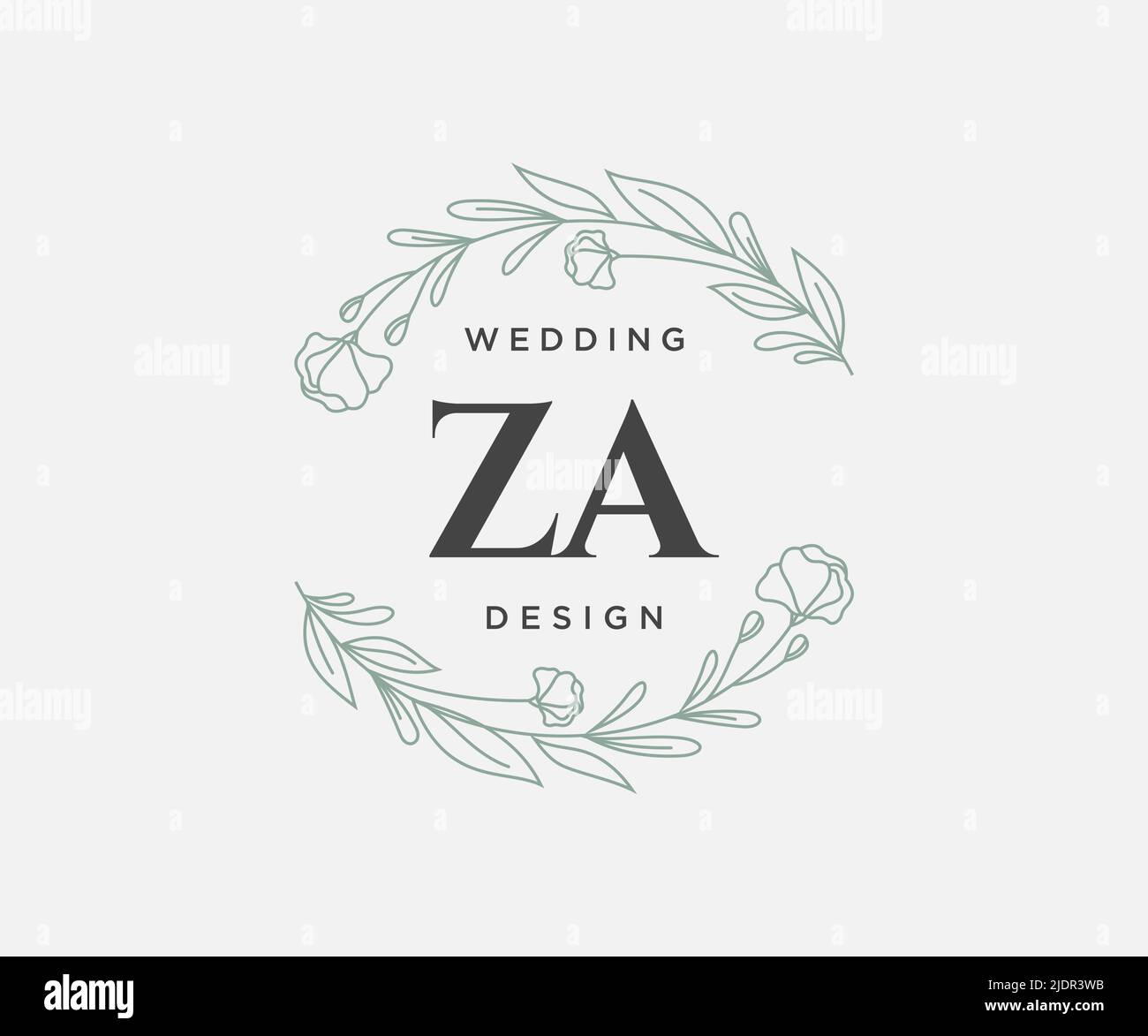 ZA Initials letter Wedding monogram logos collection, hand drawn modern ...