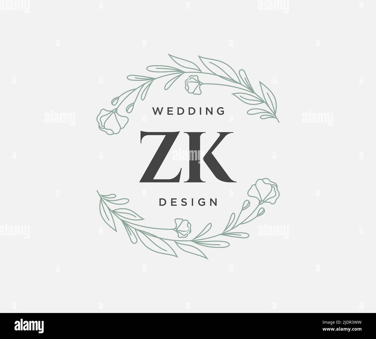 ZK Initials letter Wedding monogram logos collection, hand drawn modern ...