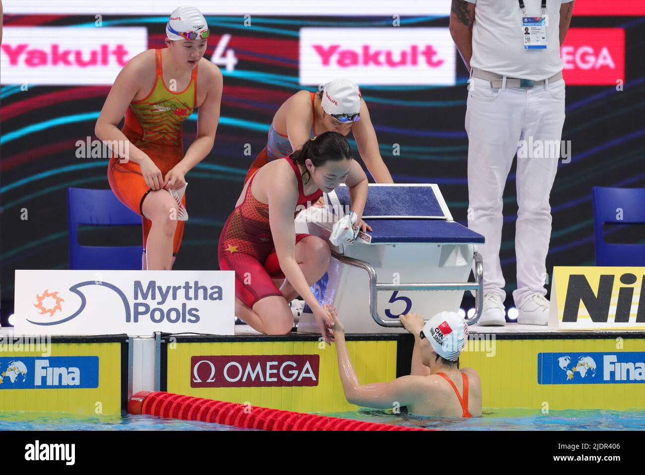 Budapest, Hungary. 22nd June, 2022. Tang Muhan, Li Bingjie, Ai Yanhan ...