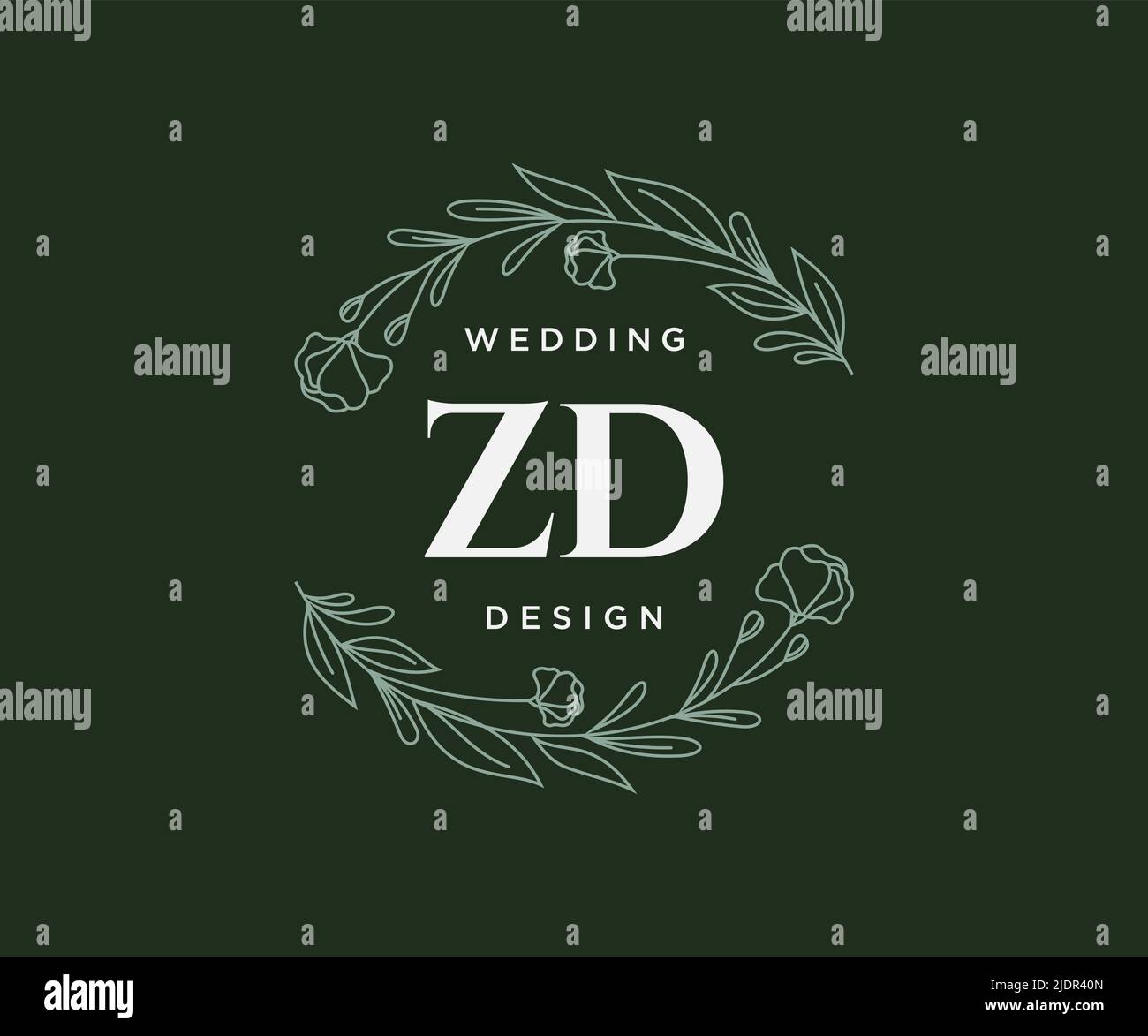 ZD Initials letter Wedding monogram logos collection, hand drawn modern ...