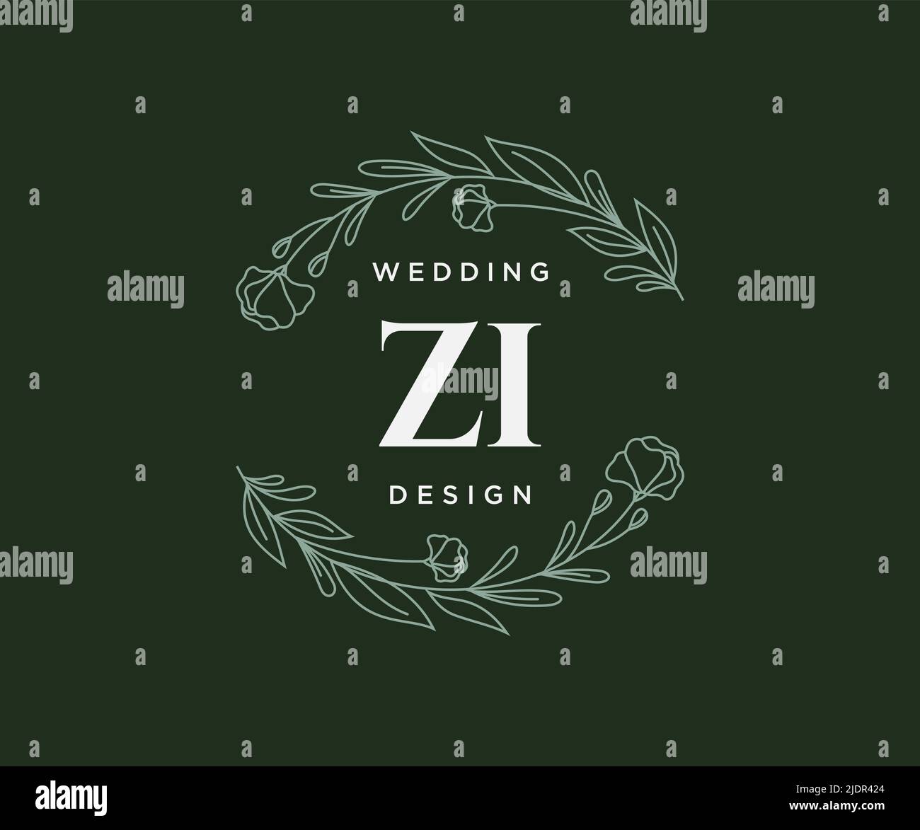 ZI Initials letter Wedding monogram logos collection, hand drawn modern ...