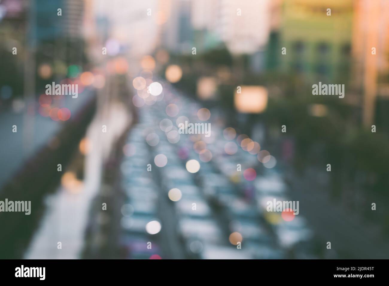 Abstract blur of traffic jam in the city Bangkok Thailand background ...