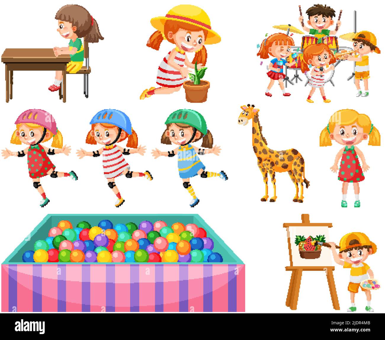 Set of different cute kids and objects illustration Stock Vector Image ...