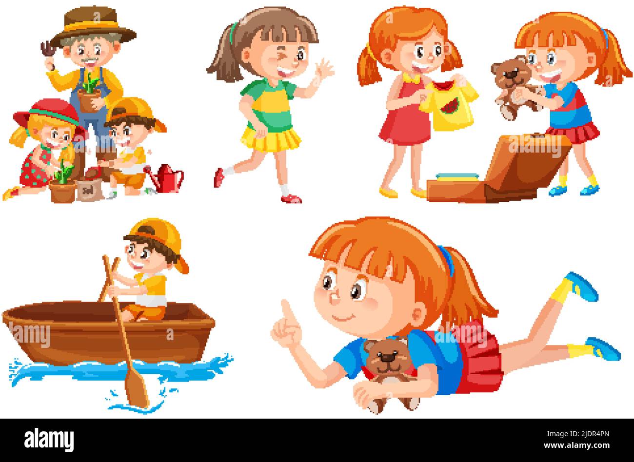 Set of children doing different activities illustration Stock Vector ...
