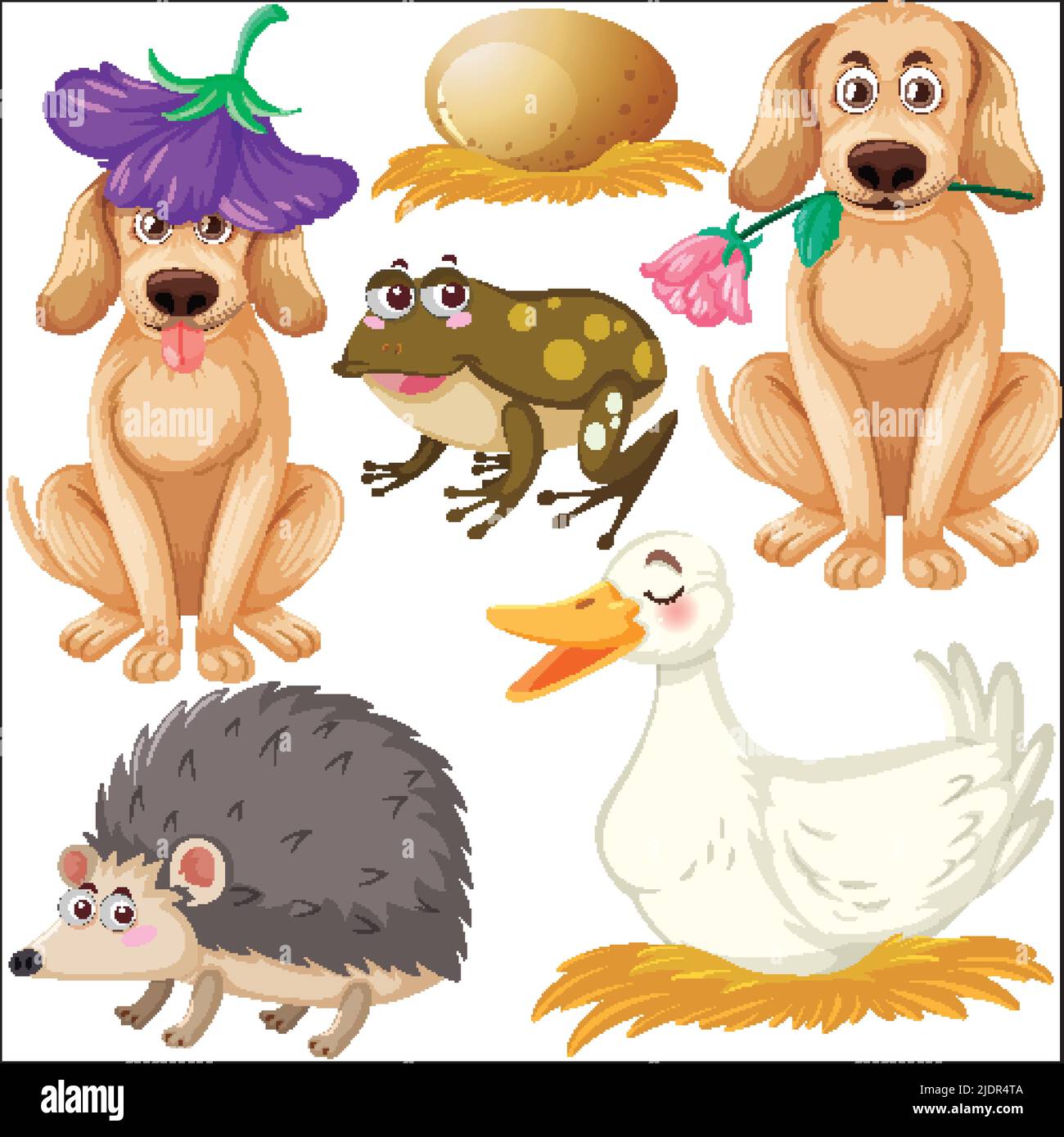 Set of various wild animals in cartoon style illustration Stock Vector ...
