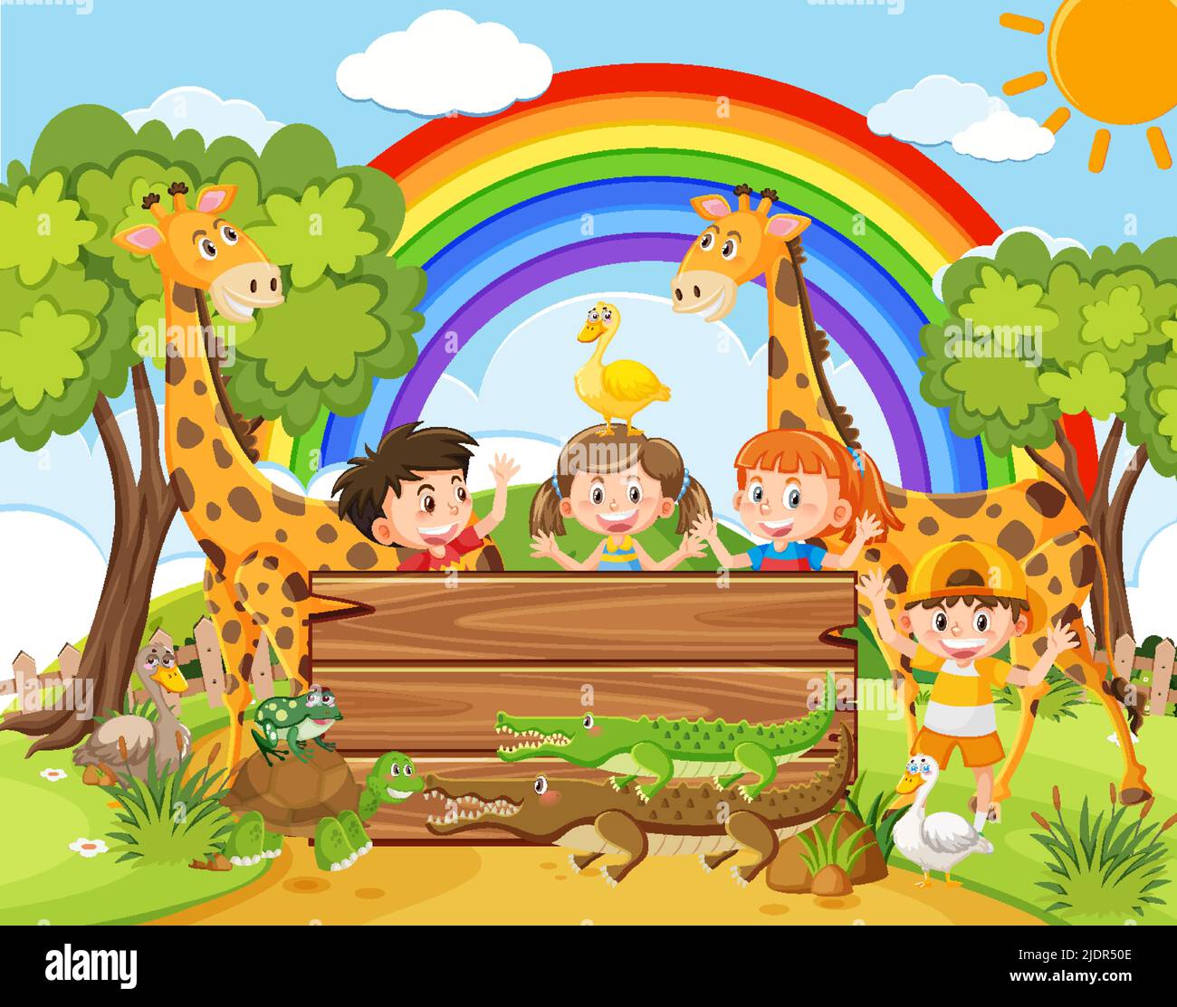 Happy children at the zoo illustration Stock Vector Image & Art - Alamy Happy children at the zoo illustration Stock Vector Image & Art - Alamy