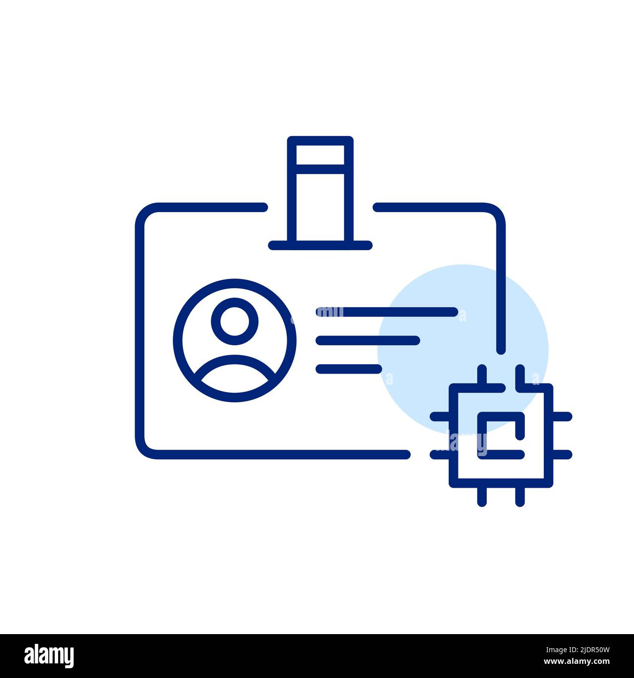 Smart chip electronic id card. Pixel perfect, editable stroke line art ...