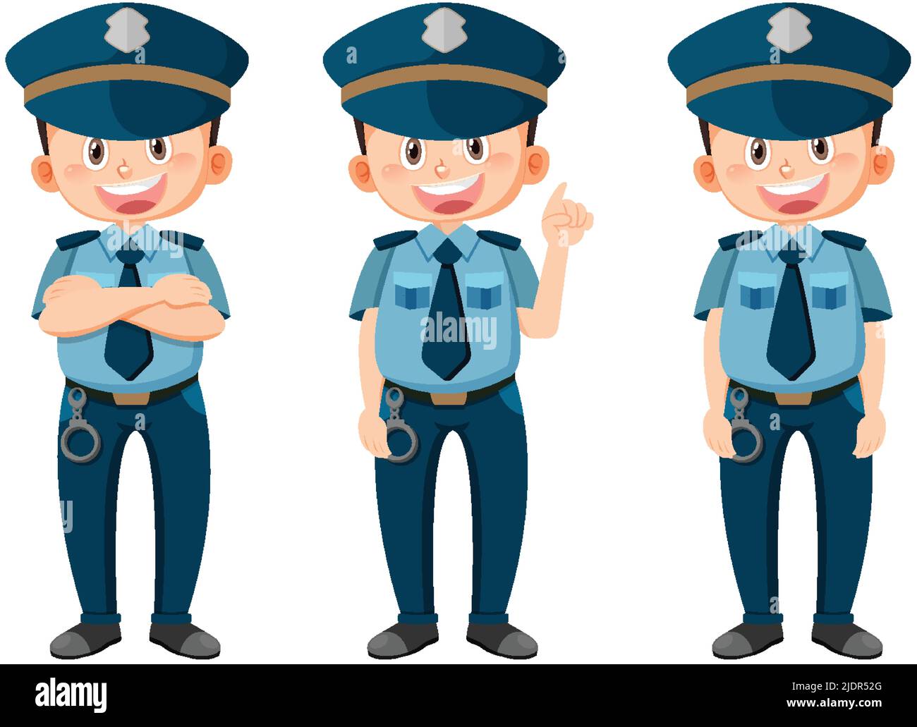 Set of police man cartoon character illustration Stock Vector Image ...
