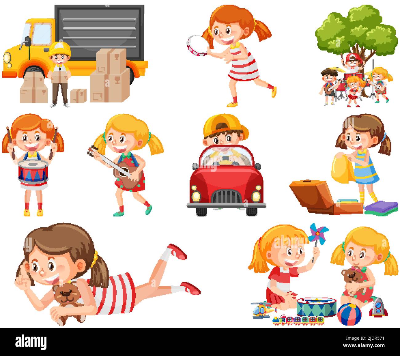 Set of different cute kids and objects illustration Stock Vector Image ...