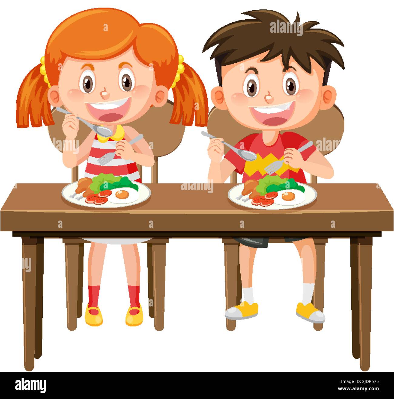 Student having healthy food illustration Stock Vector Image & Art - Alamy