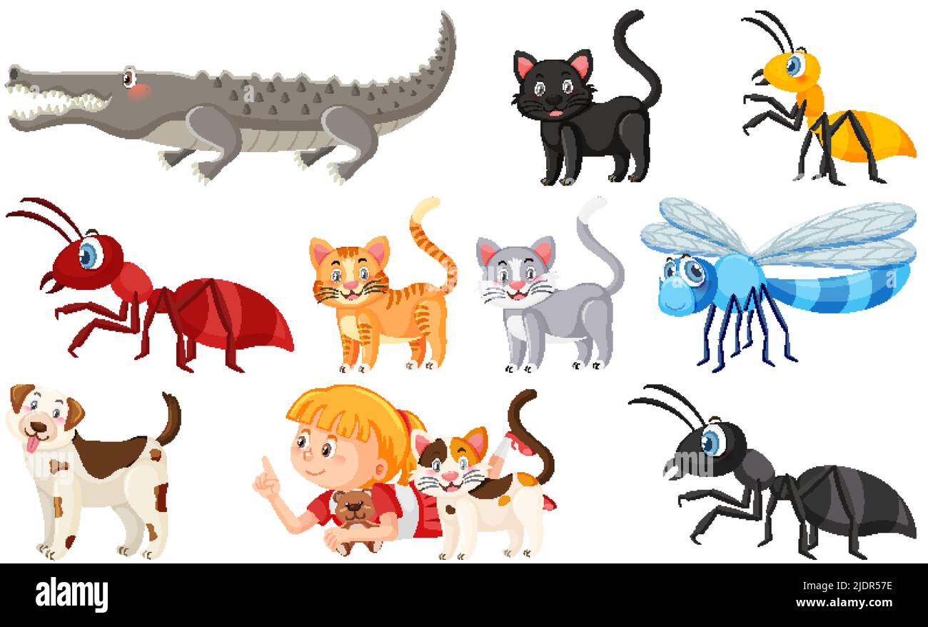Set of various wild animals in cartoon style illustration Stock Vector ...