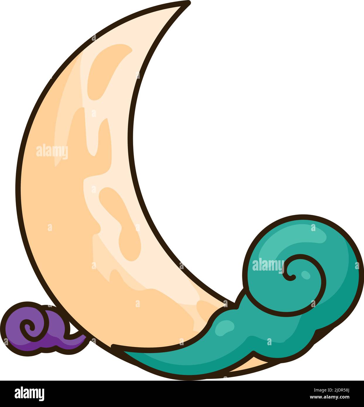 Happy crescent moon clouds Stock Vector Images - Alamy