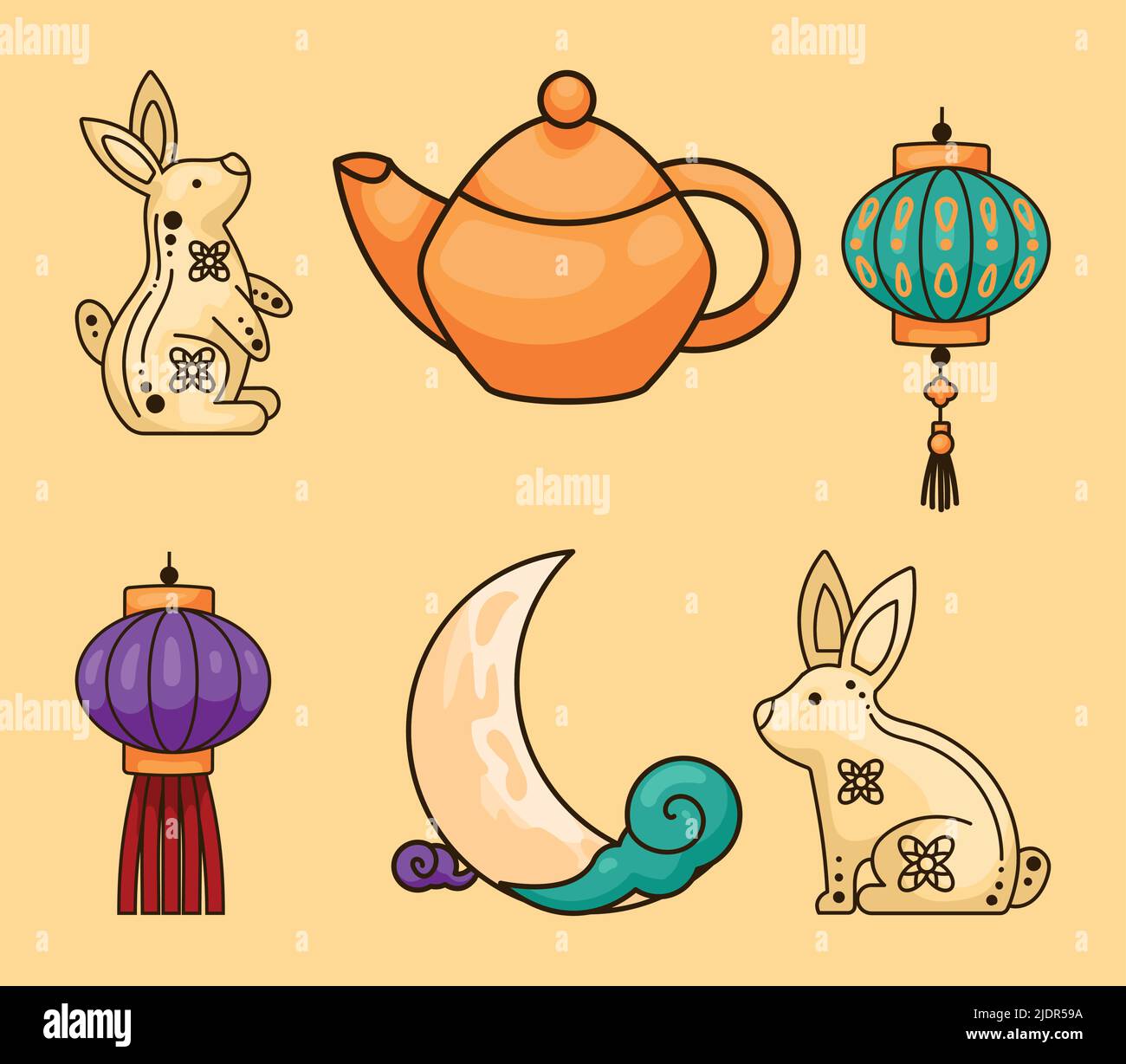 six chinese moon festival icons Stock Vector Image & Art - Alamy