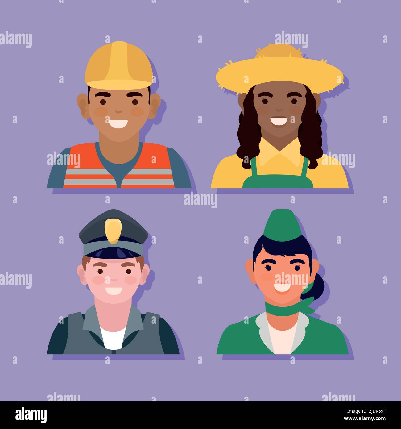 group of four professionals workers Stock Vector Image & Art - Alamy