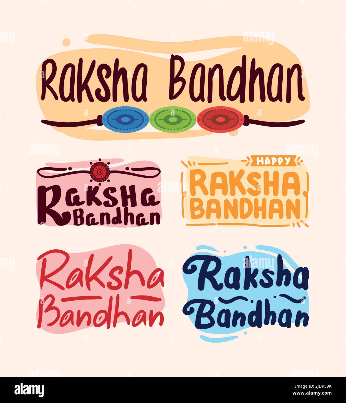 five raksha bandhan letterings Stock Vector Image & Art - Alamy