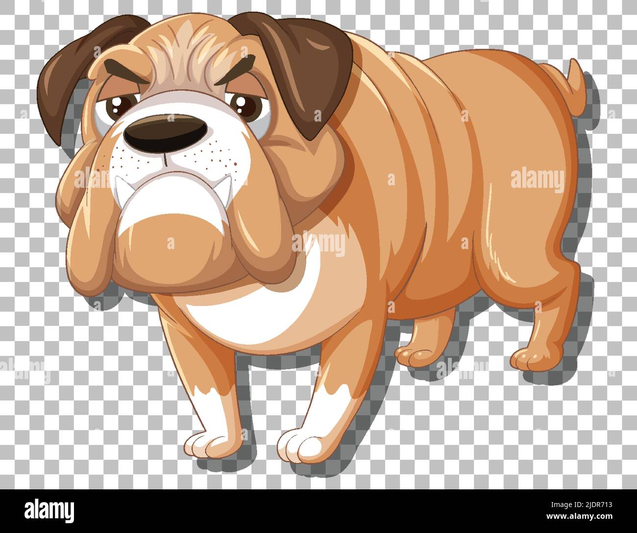 Bulldog cartoon character on grid background illustration Stock Vector ...