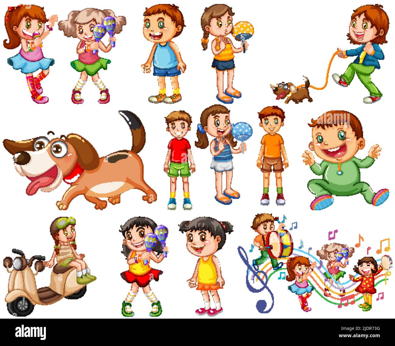 Happy children in different actions illustration Stock Vector Image ...