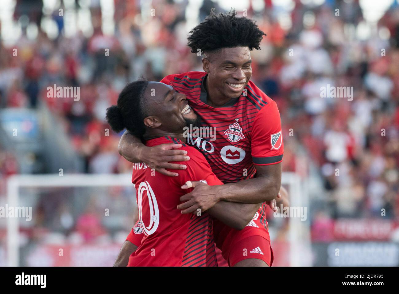 Toronto, Canada. 22nd June, 2022. Ralph Priso-Mbongue (8) and Ayo ...