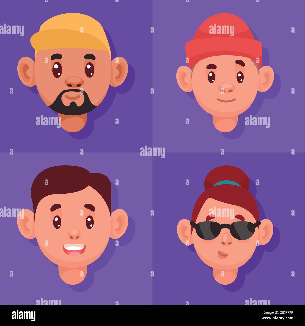 four heads persons comic Stock Vector Image & Art - Alamy