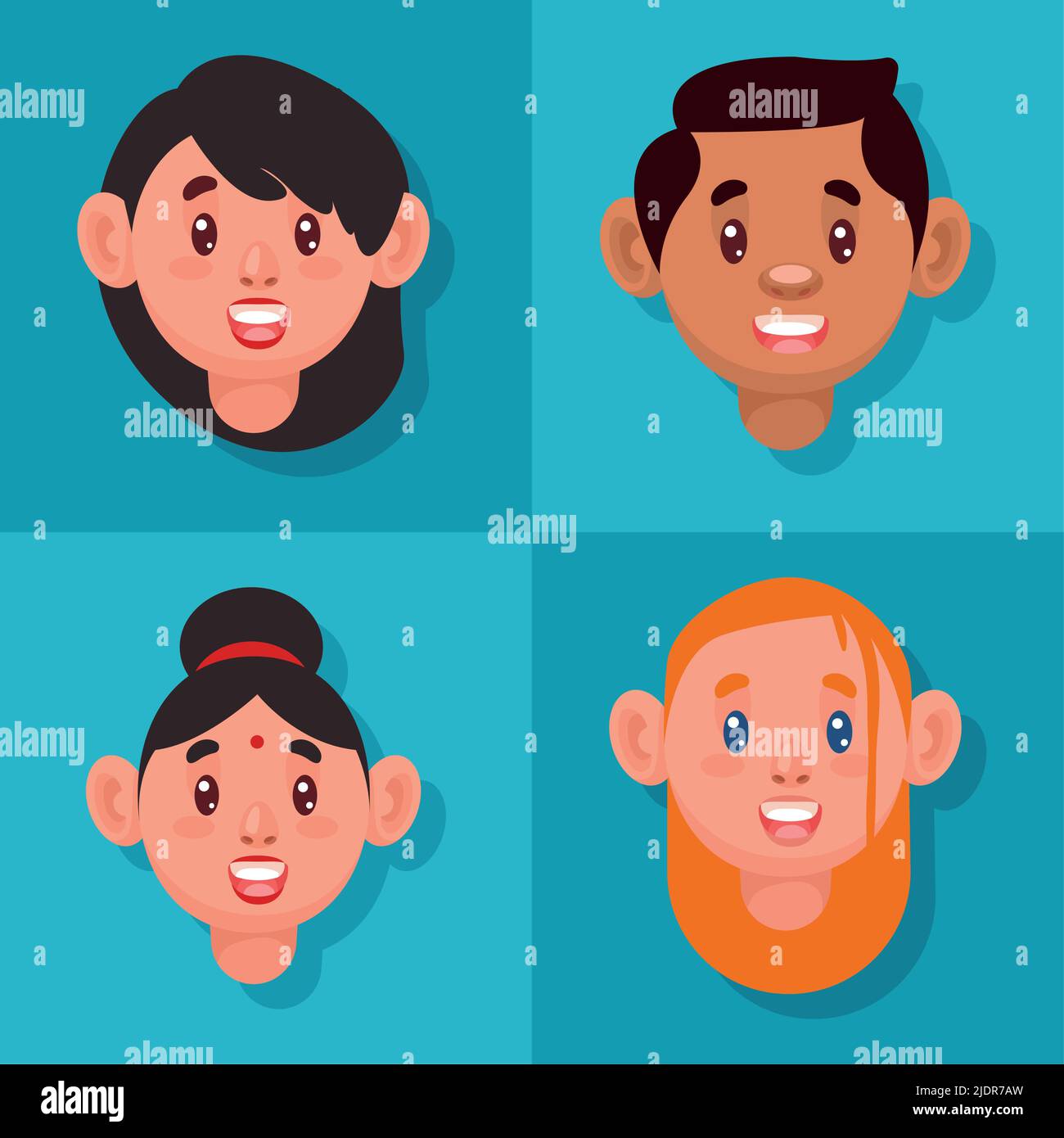 Four female heads Stock Vector Images - Alamy